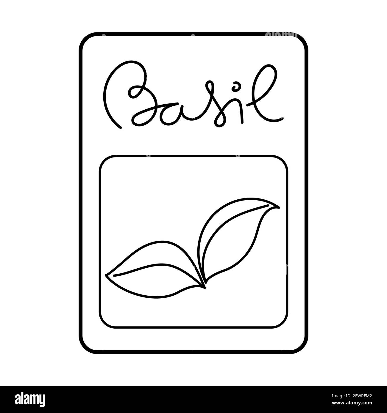 Basil seed package outline simple minimalistic flat design vector ...