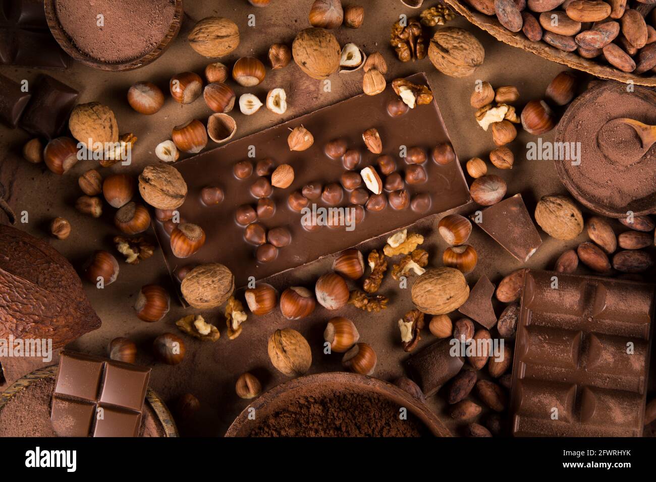 Assorted chocolate bar, candy sweet, cocoa pod Stock Photo - Alamy