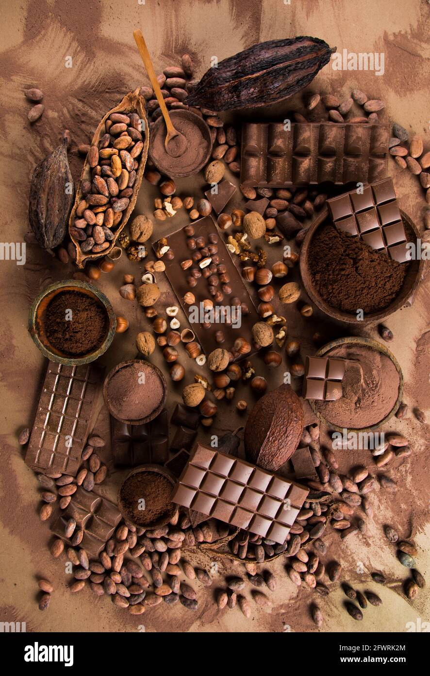 Assorted chocolate bar, candy sweet, cocoa pod Stock Photo - Alamy
