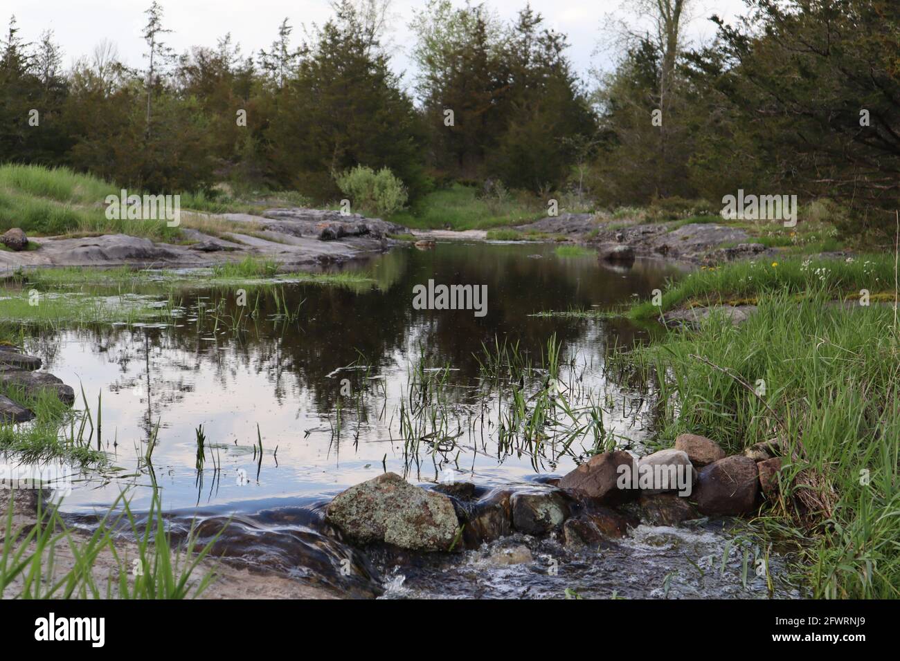 Stream running through exposed limestone bedrock Stock Photo - Alamy