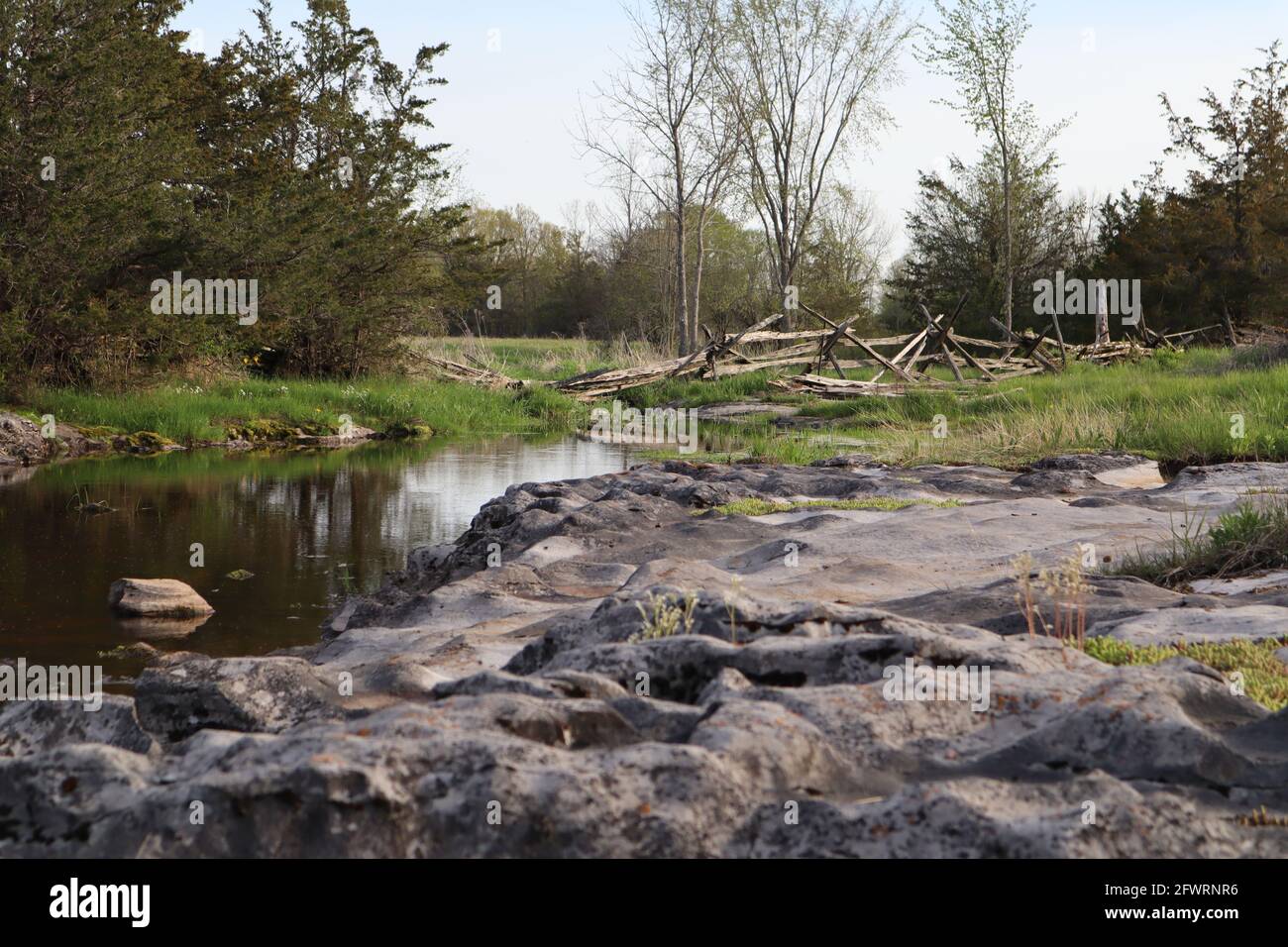 Stream running through exposed limestone bedrock Stock Photo - Alamy