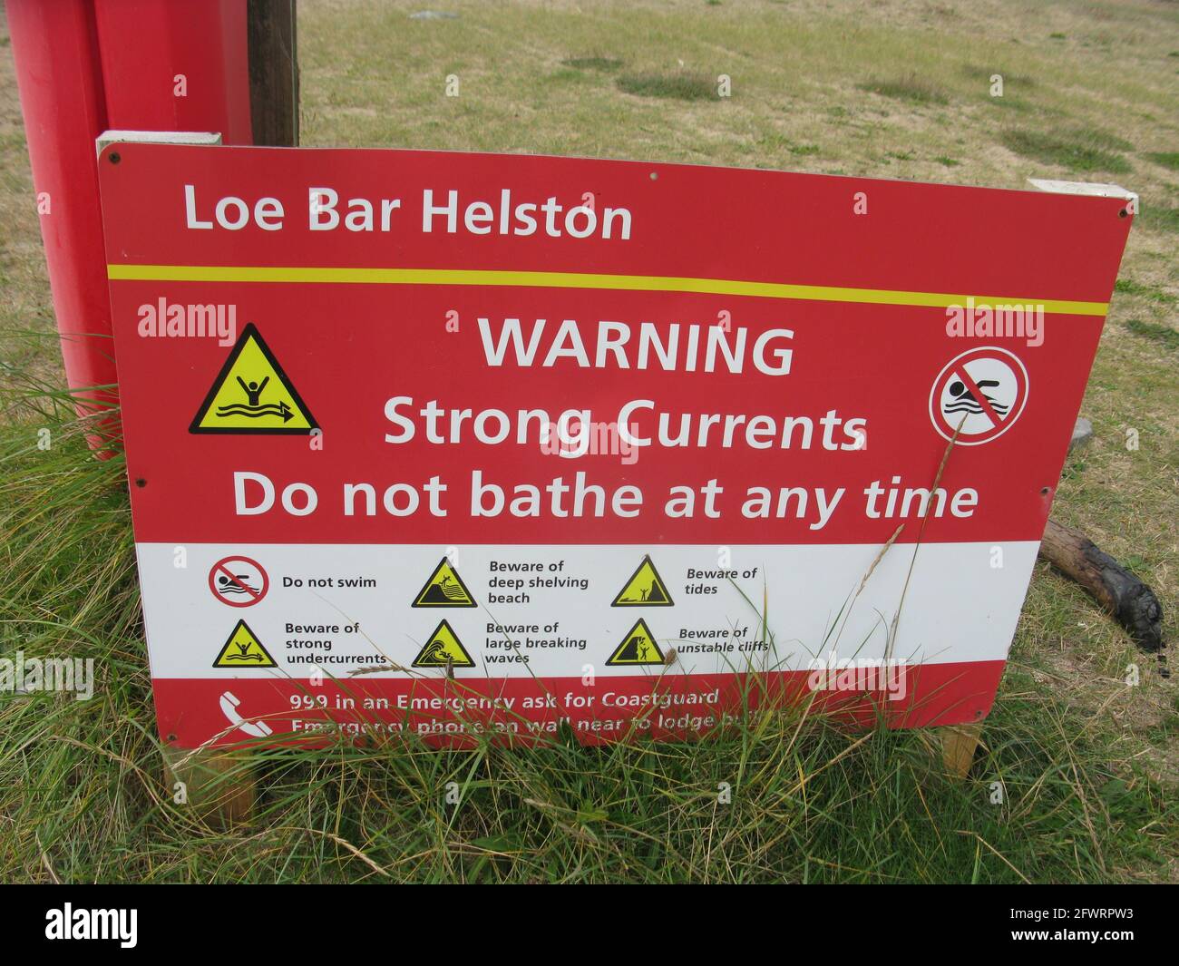 Loe bar helston warning strong currents sign. South west coast path ...