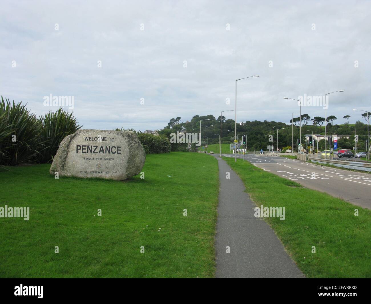 welcome to Penzance stone road sign. South west coast path. South ...