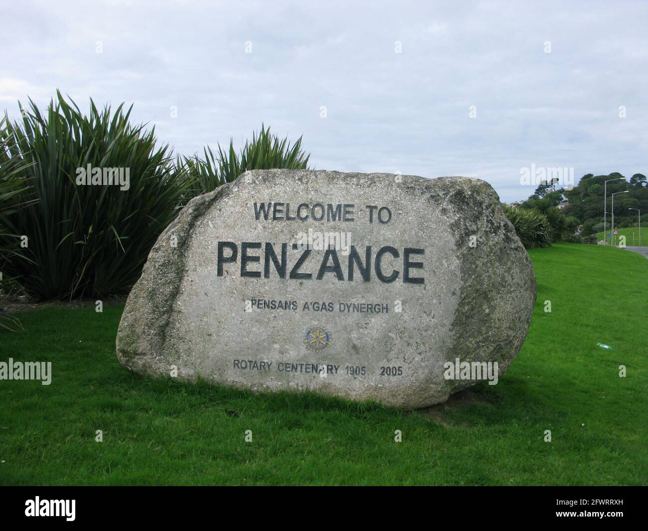 welcome to Penzance stone road sign. South west coast path. South ...