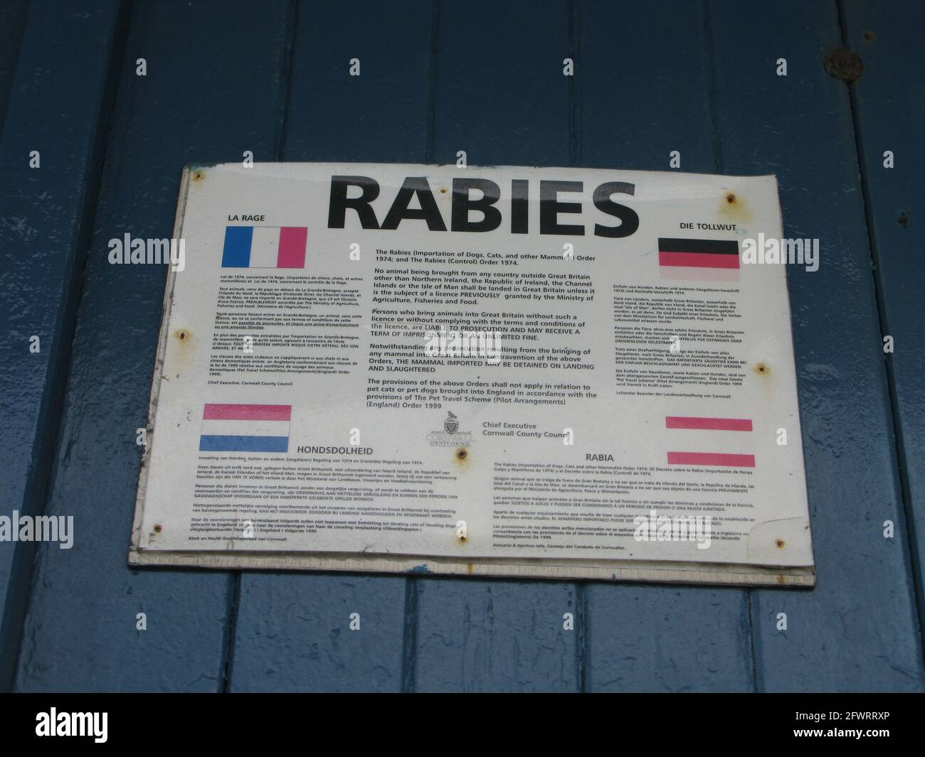 Penzance rabies sign hi-res stock photography and images - Alamy
