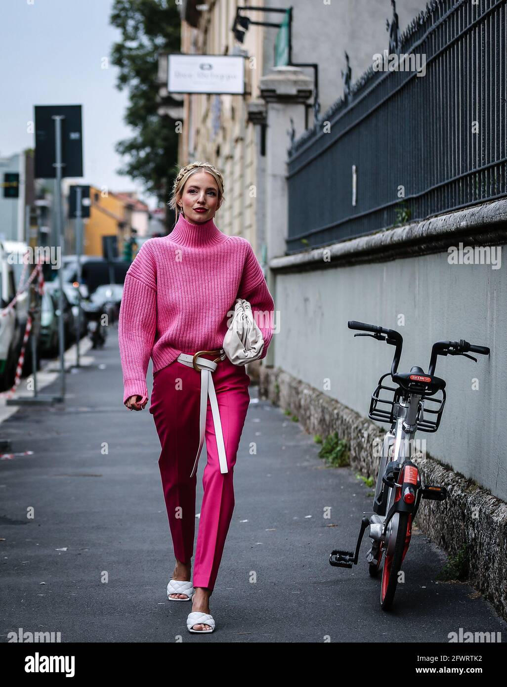 MILAN, Italy- September 22 2019: Leonie Hanne on the street in Milan ...