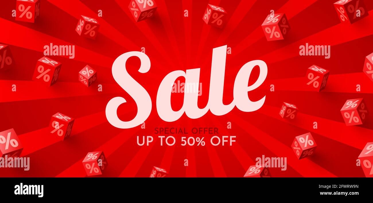 Great discount. Mega Sale banner or poster design on bright red ...