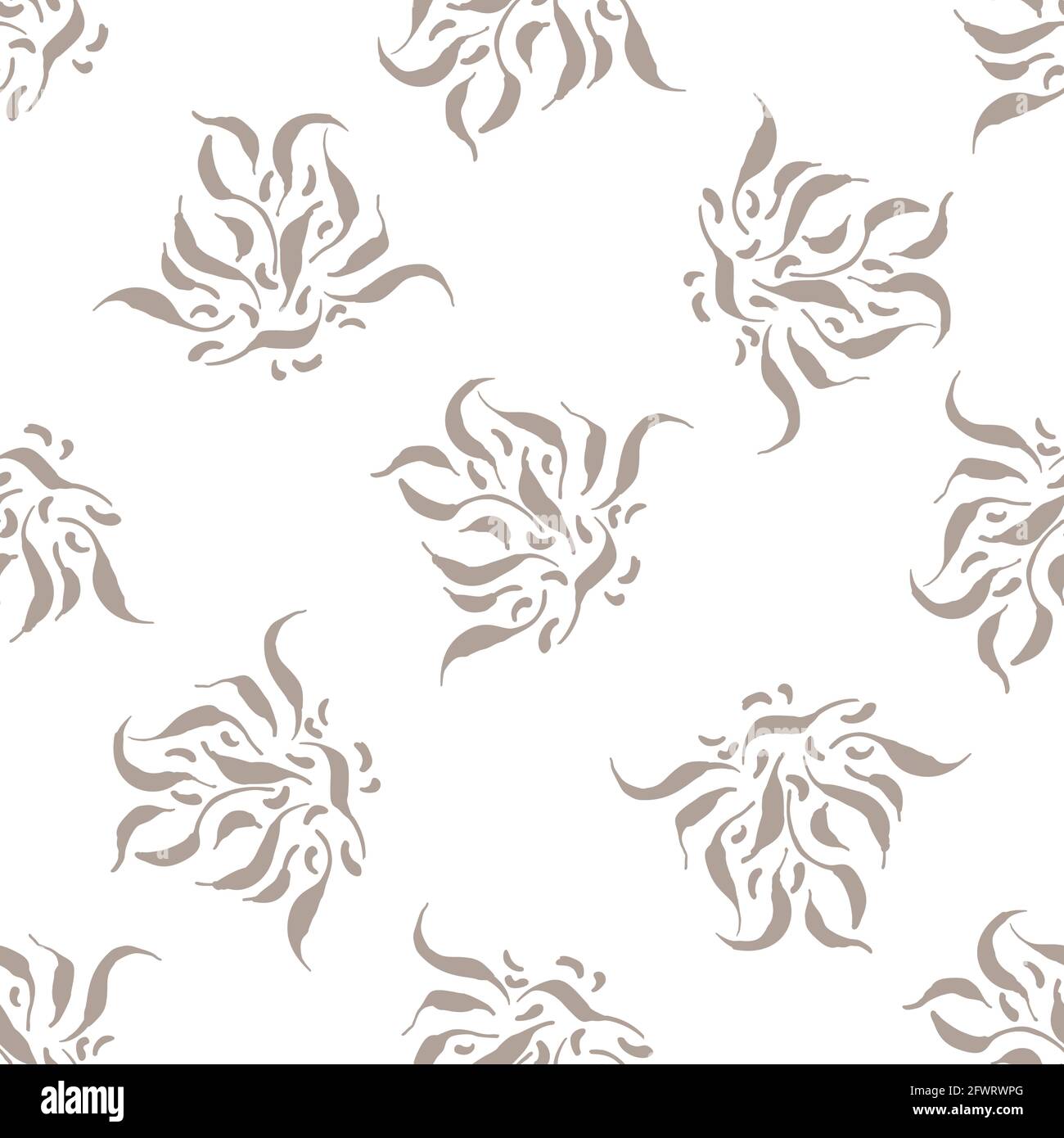 Seamless minimalist doodle leaf pattern background. Calm boho earthy ...