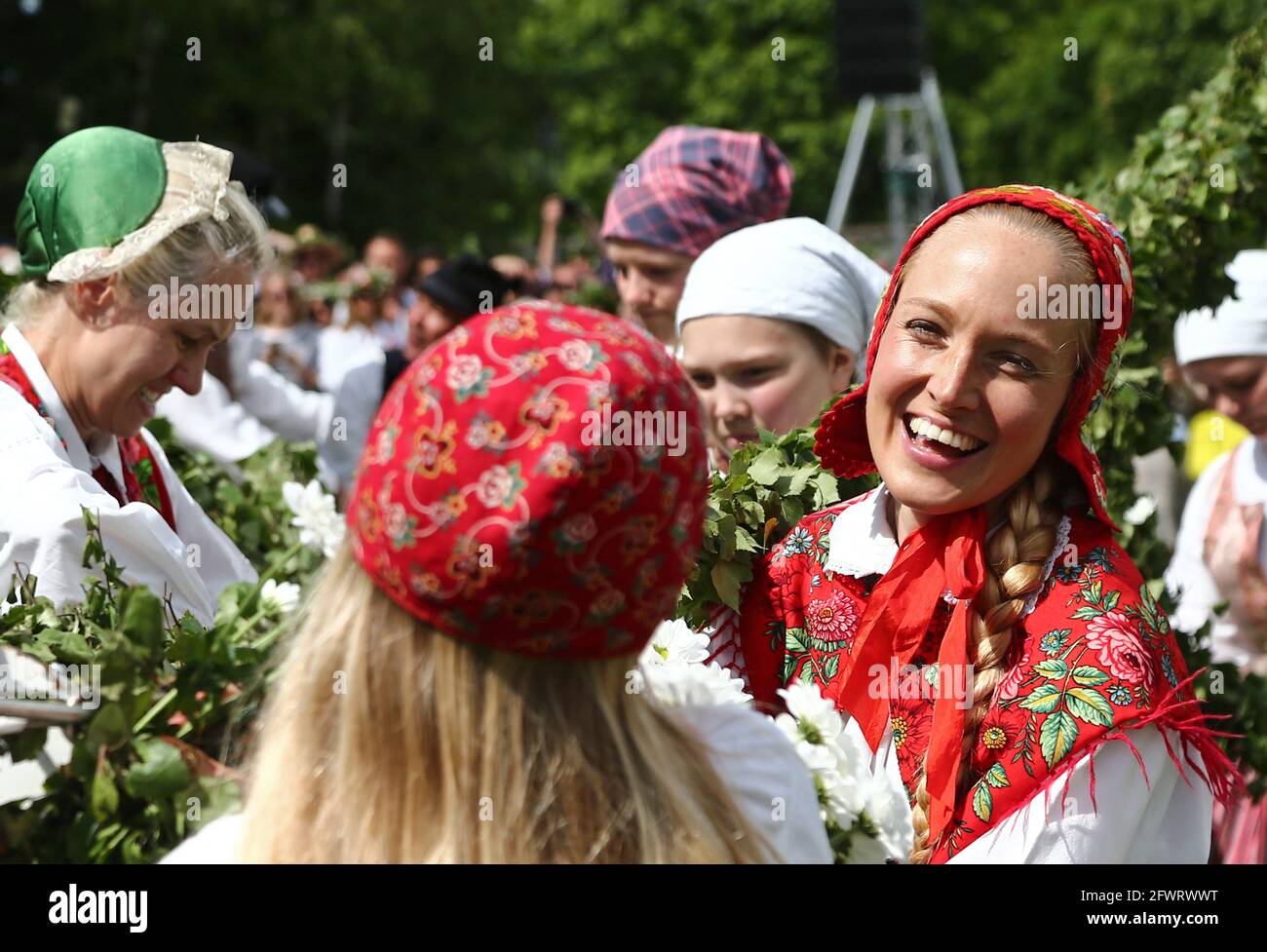 Midsummer celebration at Skansen in the city of Stockholm, Sweden Stock ...