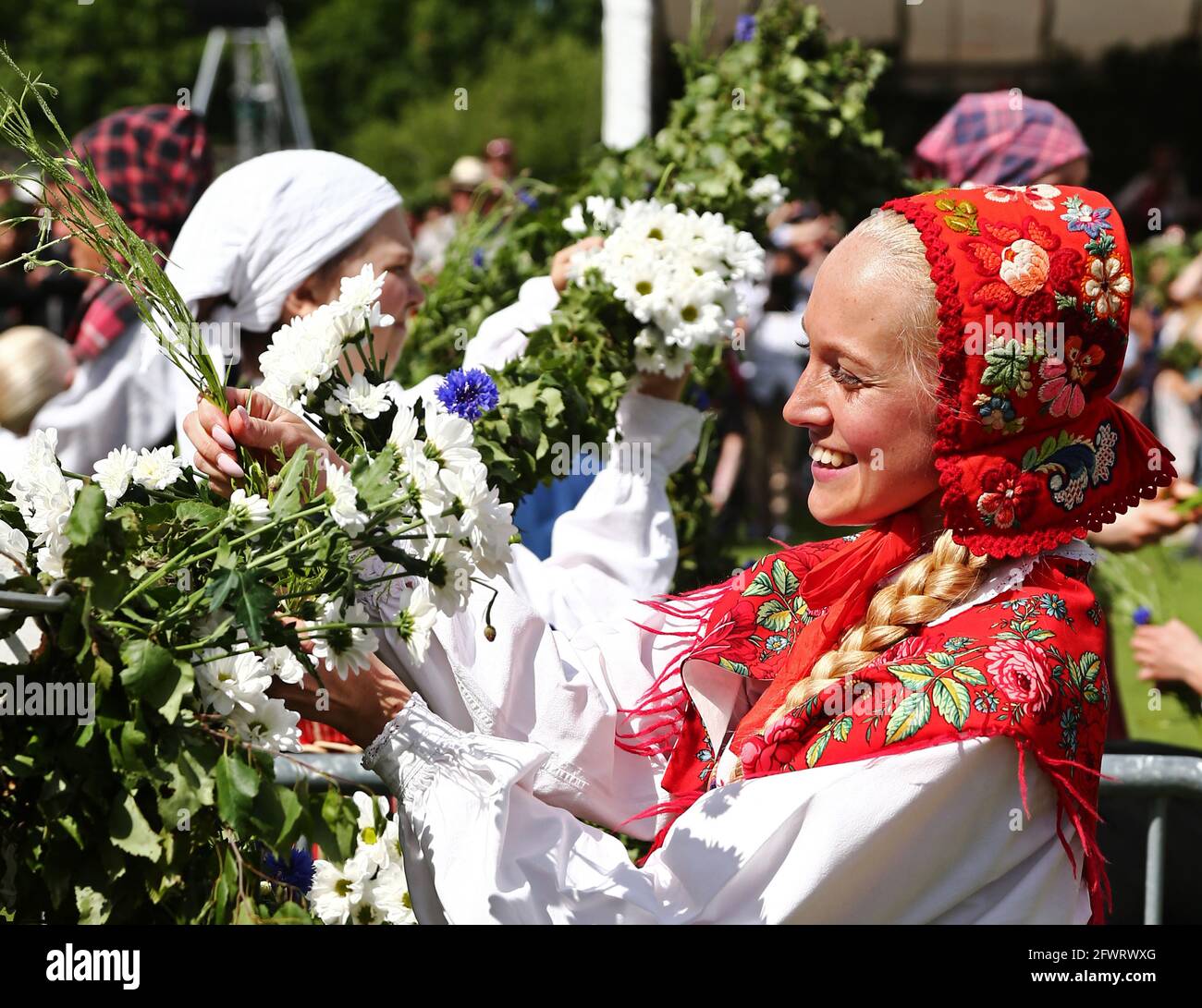 Midsummer celebration at Skansen in the city of Stockholm, Sweden Stock ...