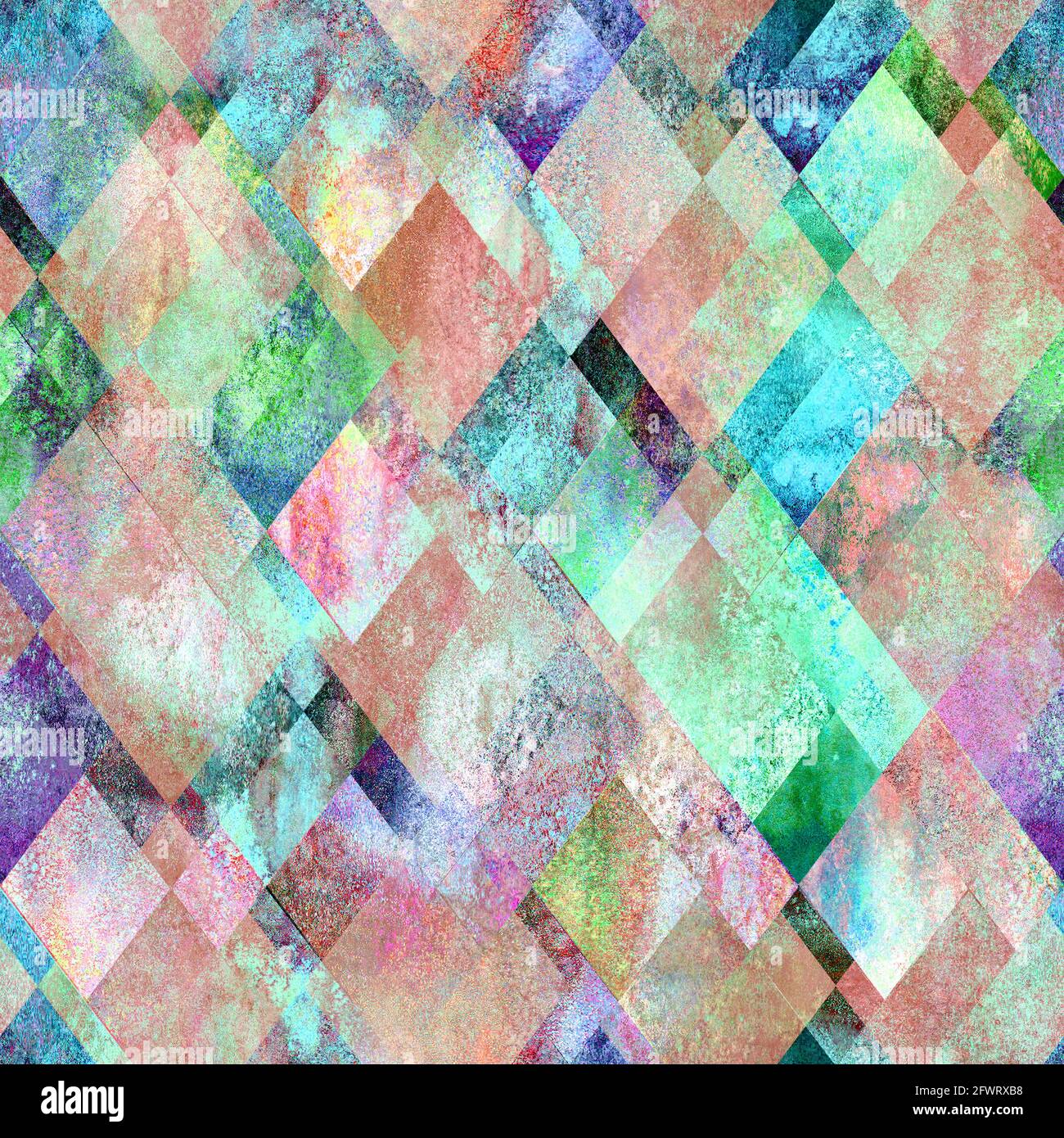 Diamond shapes seamless background. Watercolor colorful abstract mosaic ...