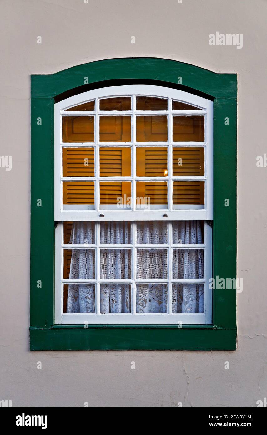 Colonial window in historical center, Sao Joao del Rei, Brazil Stock ...