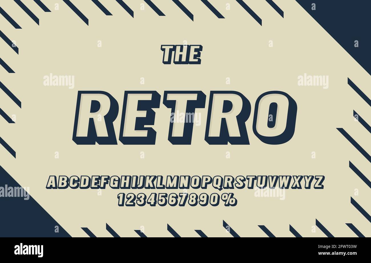 Retro font set collection, letters and numbers symbol. Vector ...