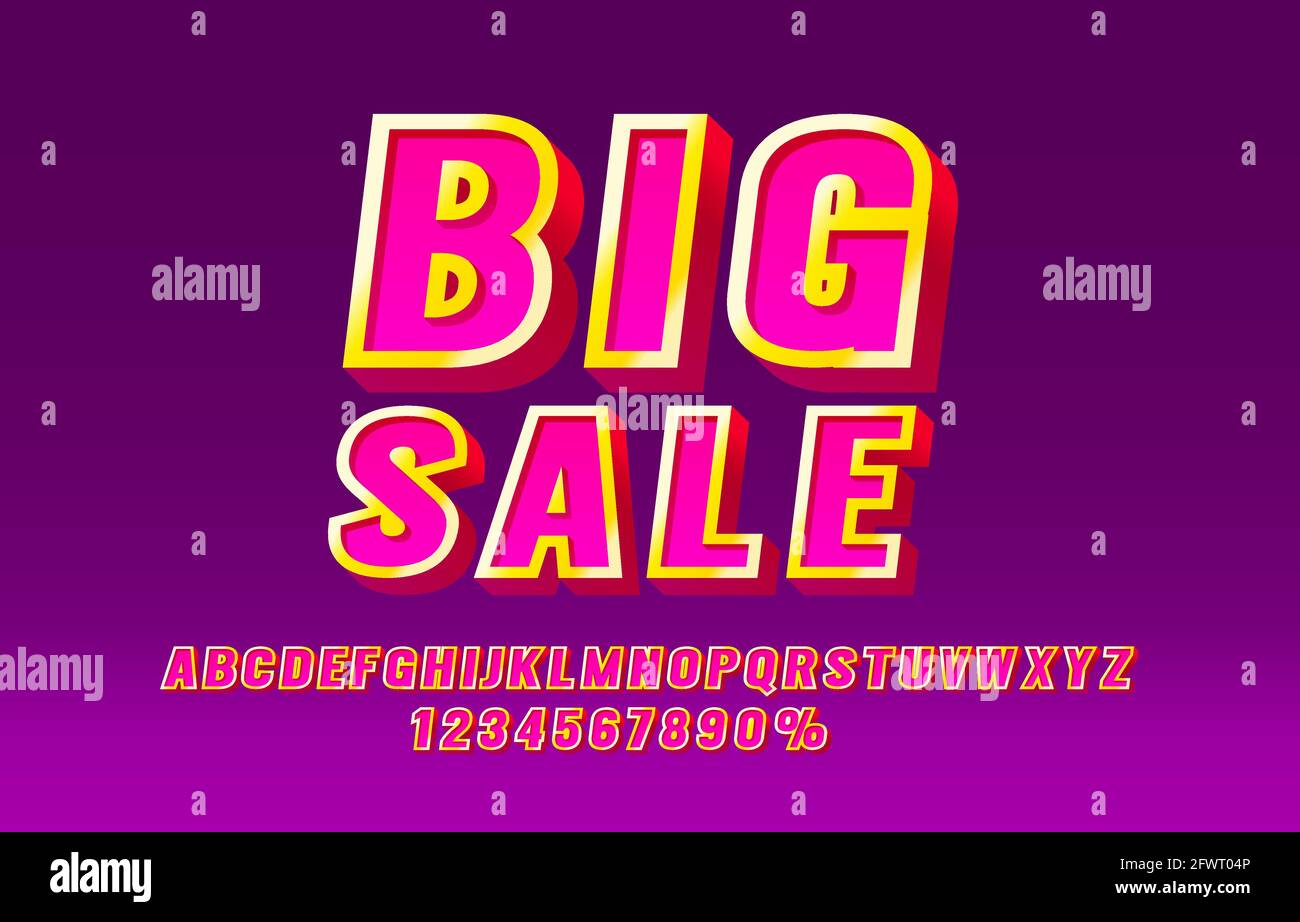 Big Sale font set collection, letters and numbers symbol. Vector ...