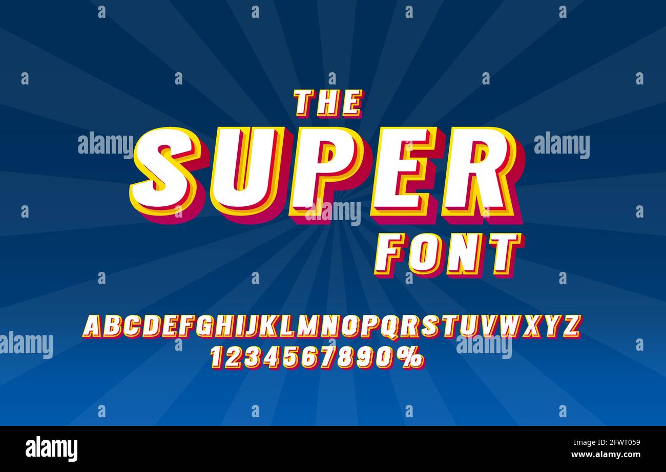 The Super font set collection, letters and numbers symbol. Vector ...