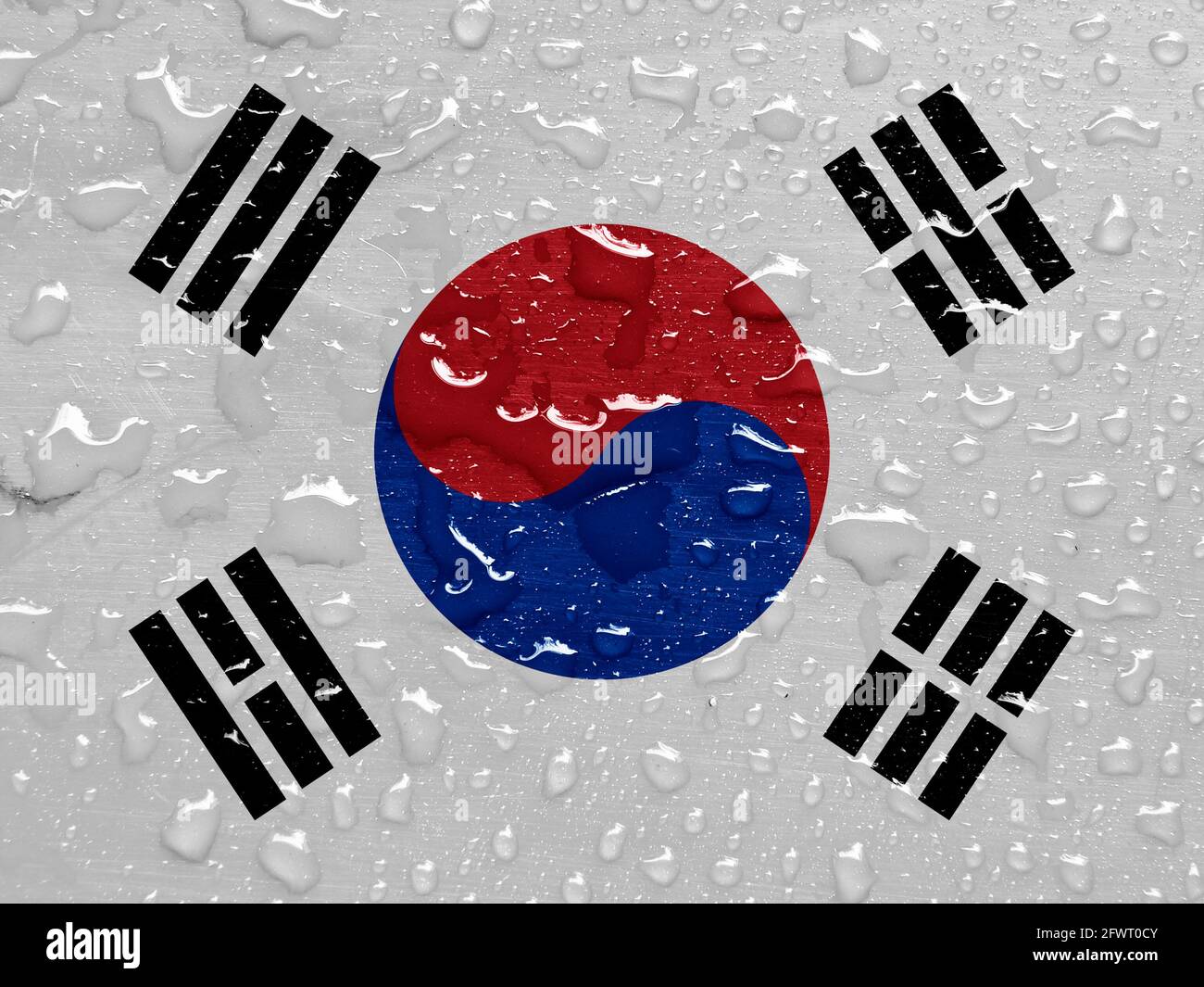 flag of South Korea with rain drops Stock Photo - Alamy