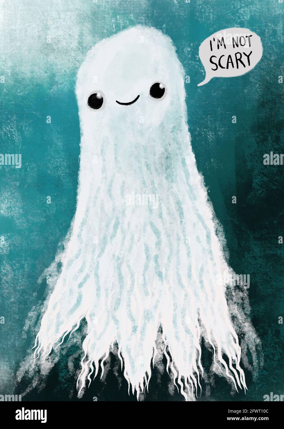 im not a scary ghost hand drawn illustration Stock Photo - Alamy