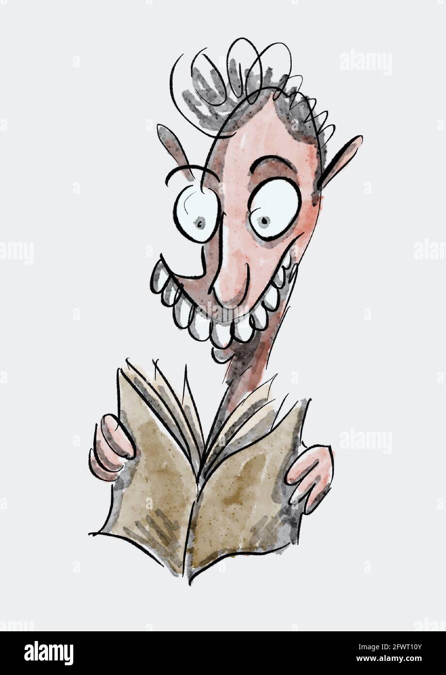 cartoon character reading a book Stock Photo - Alamy