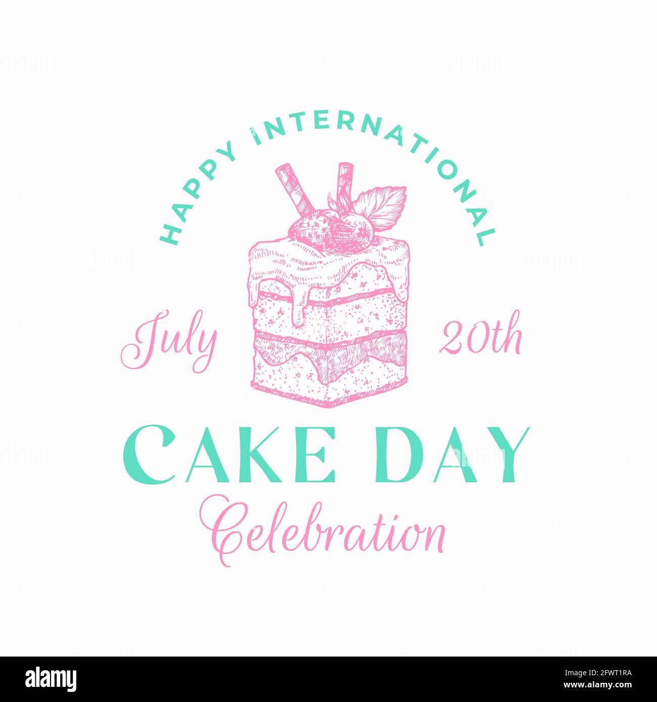 Happy Cake Day Celebration Confectionary Abstract Sign, Symbol or Label ...