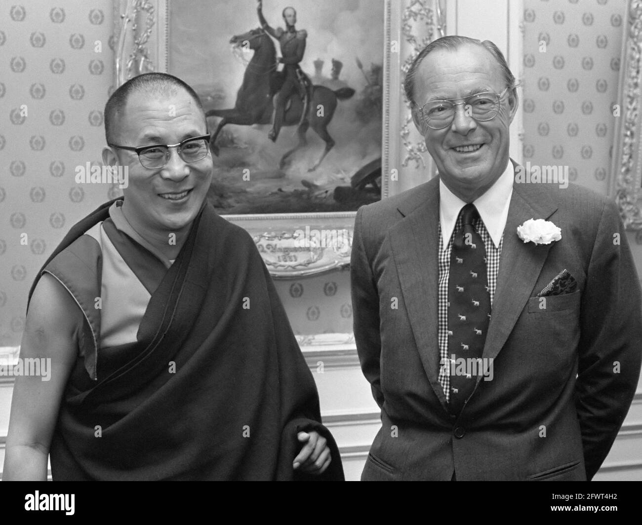 Dalai Lama and Prince Bernhard (1973 Stock Photo - Alamy