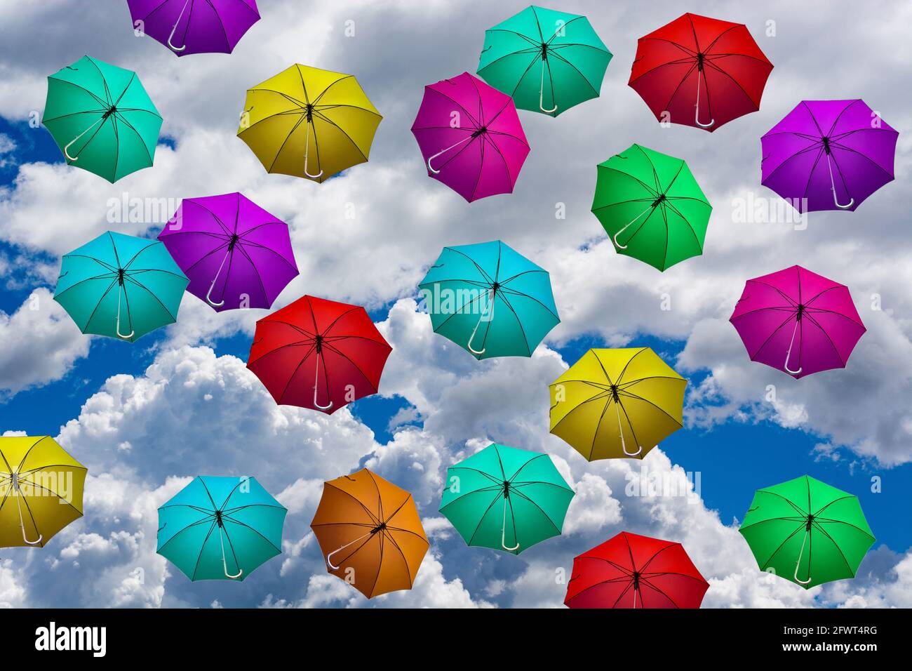 umbrellas fly to the sky Stock Photo - Alamy