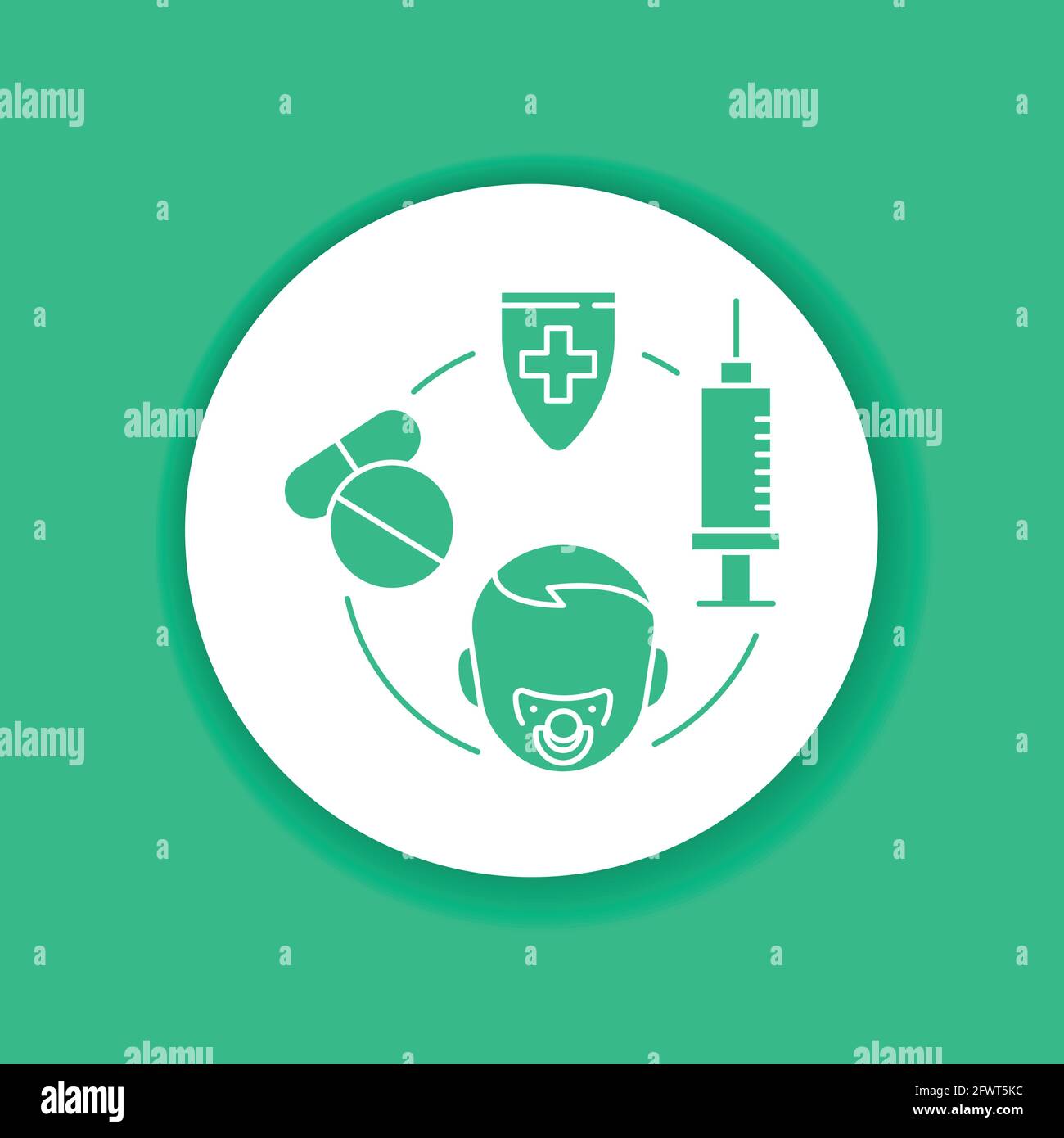 Children vaccination color glyph icon. Pediatric health care sign ...