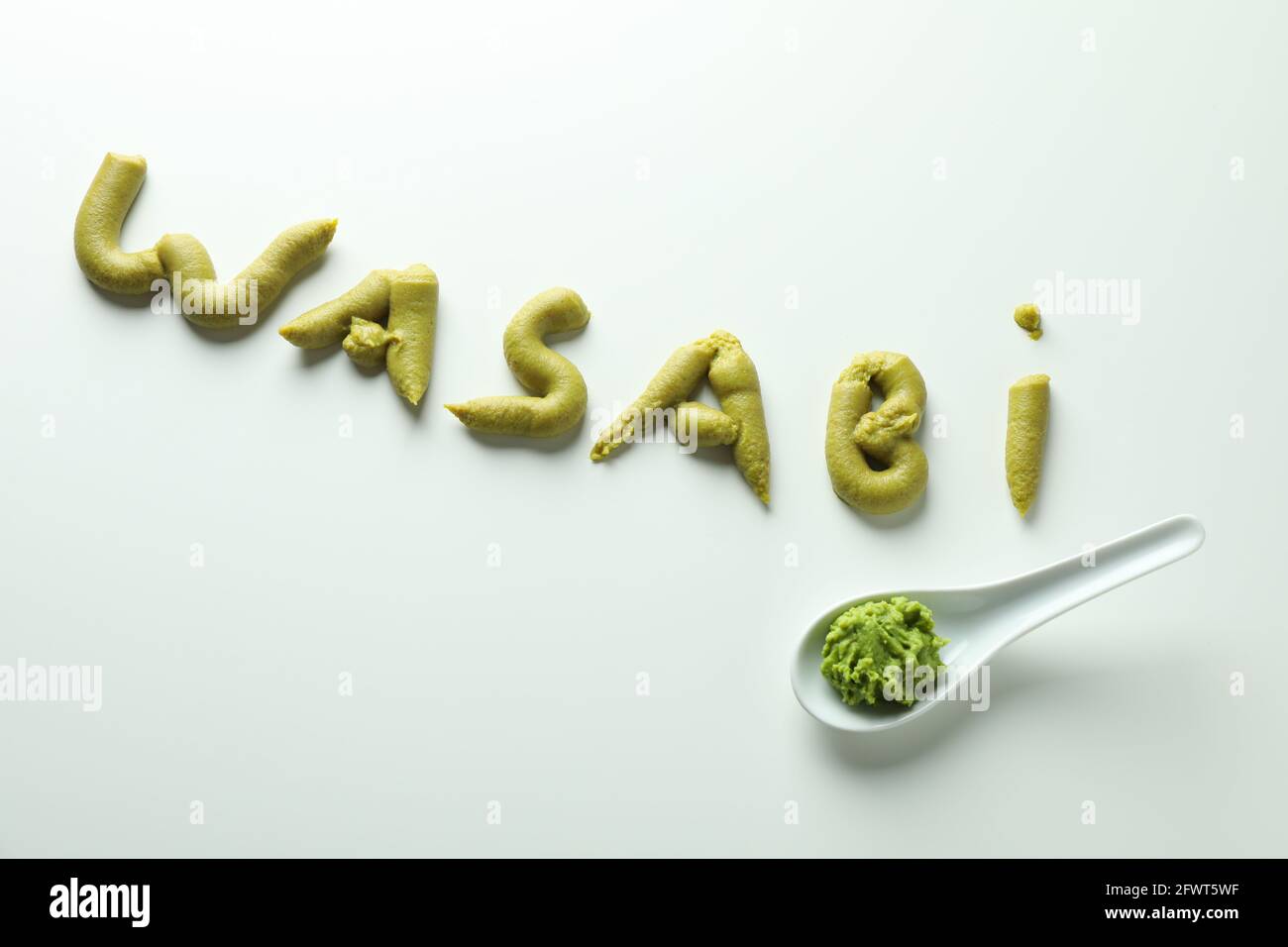 Word Wasabi made of wasabi and spoon with wasabi isolated on white ...