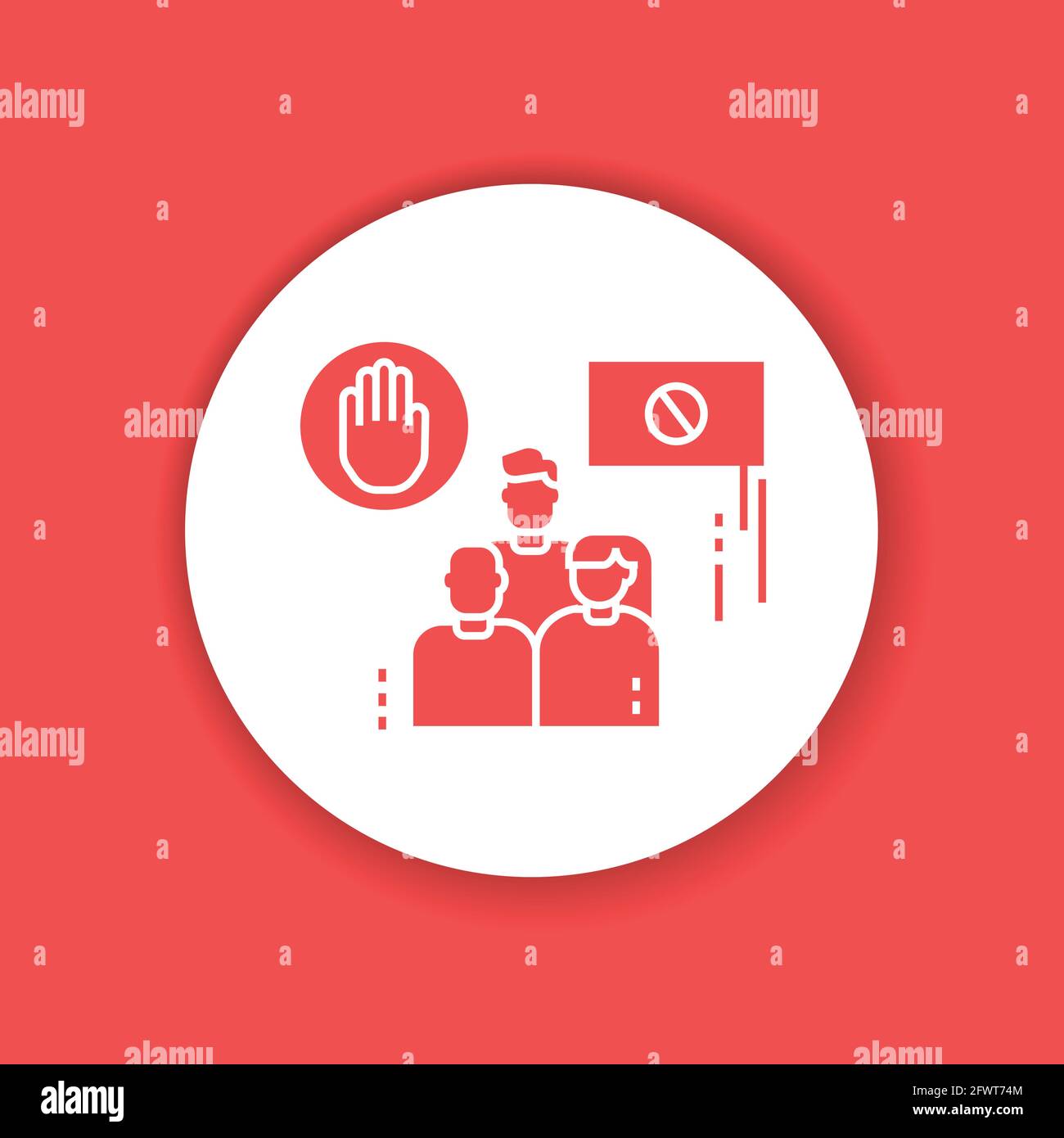 Boycott glyph color icon. Group of people strike. Social protest ...