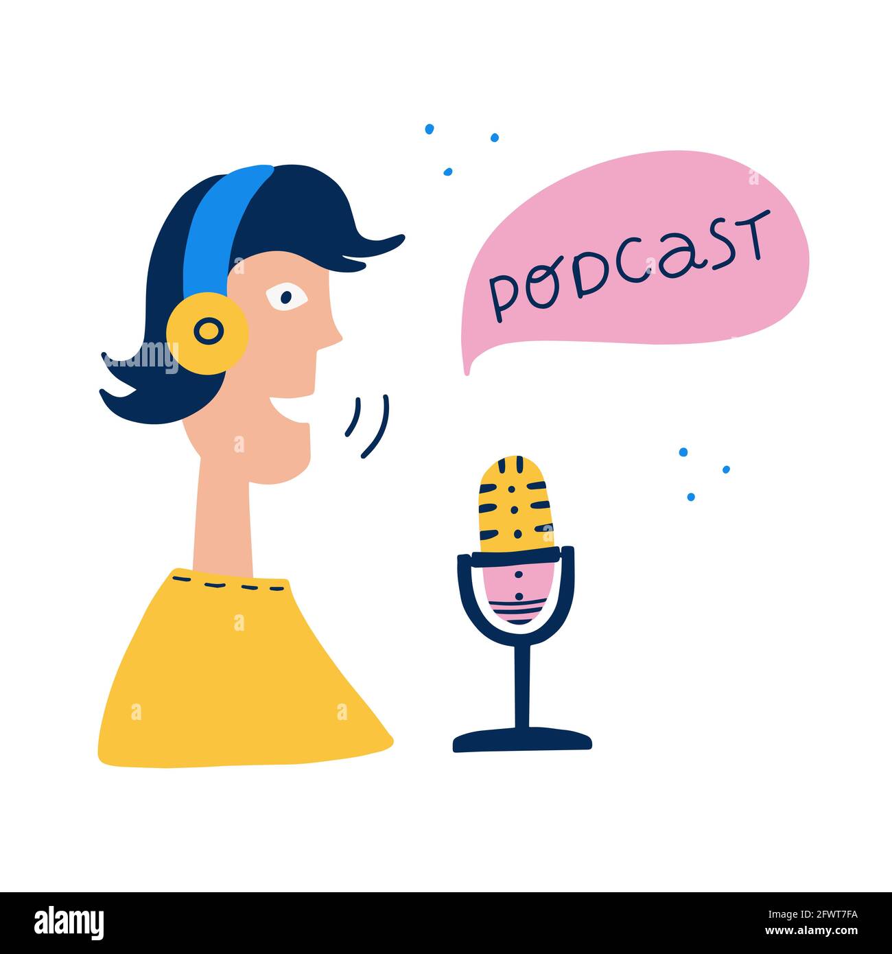 Radio show or audio blog podcast concept. Radio presenters in ...