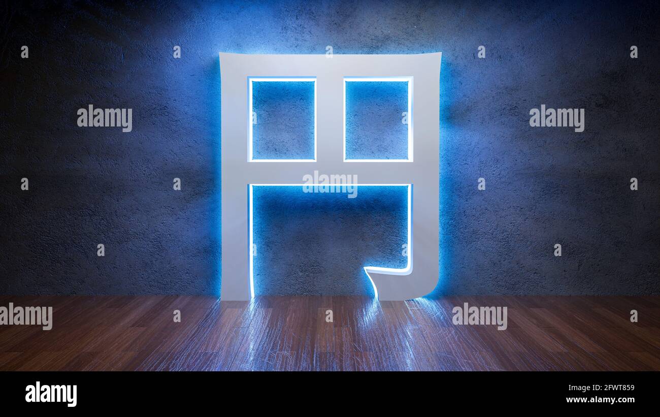 Symbol of Japanese yen glowing in empty concrete room as currency sign，3D Rendering Stock Photo ...