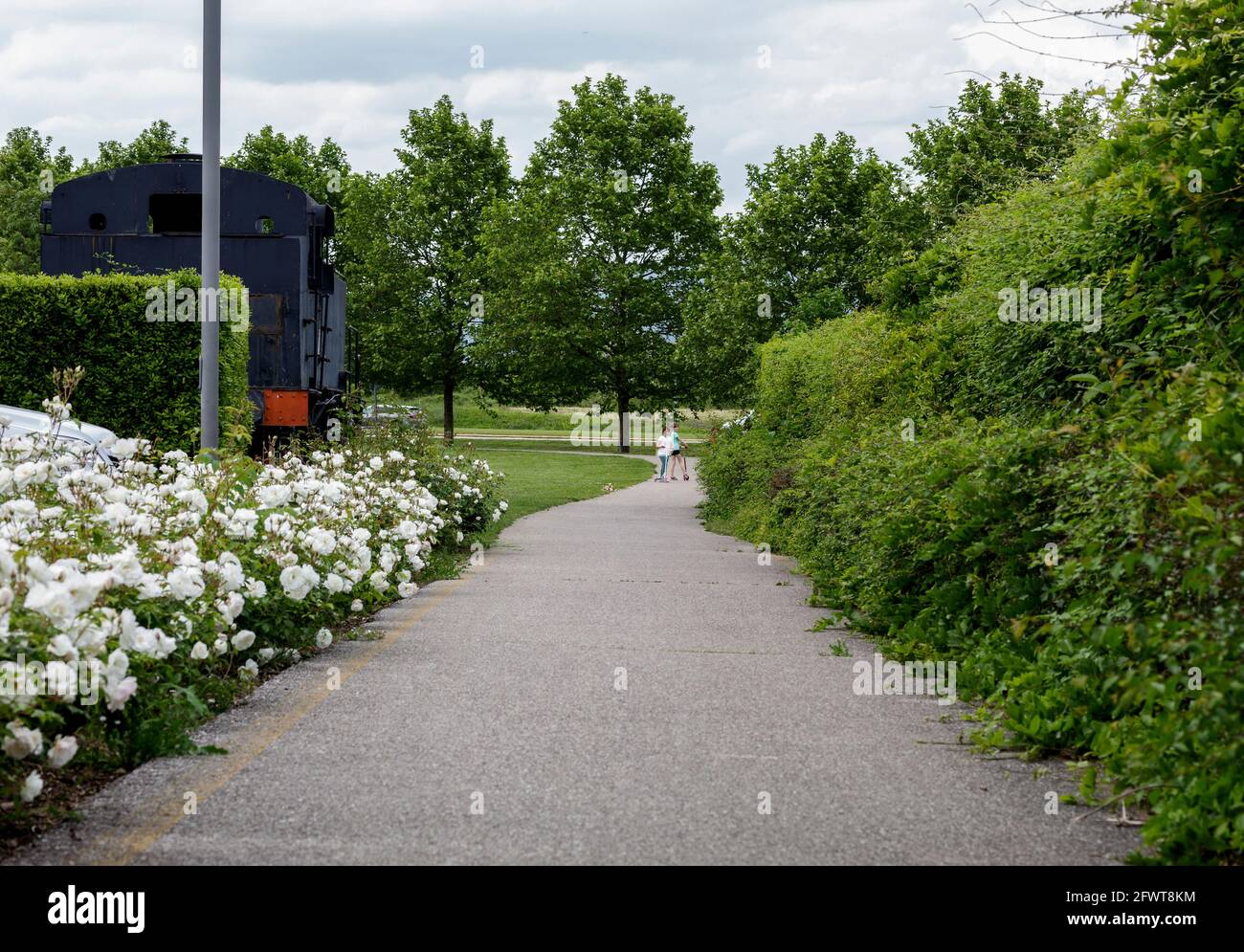 The beginning of the cycle path Stock Photo - Alamy