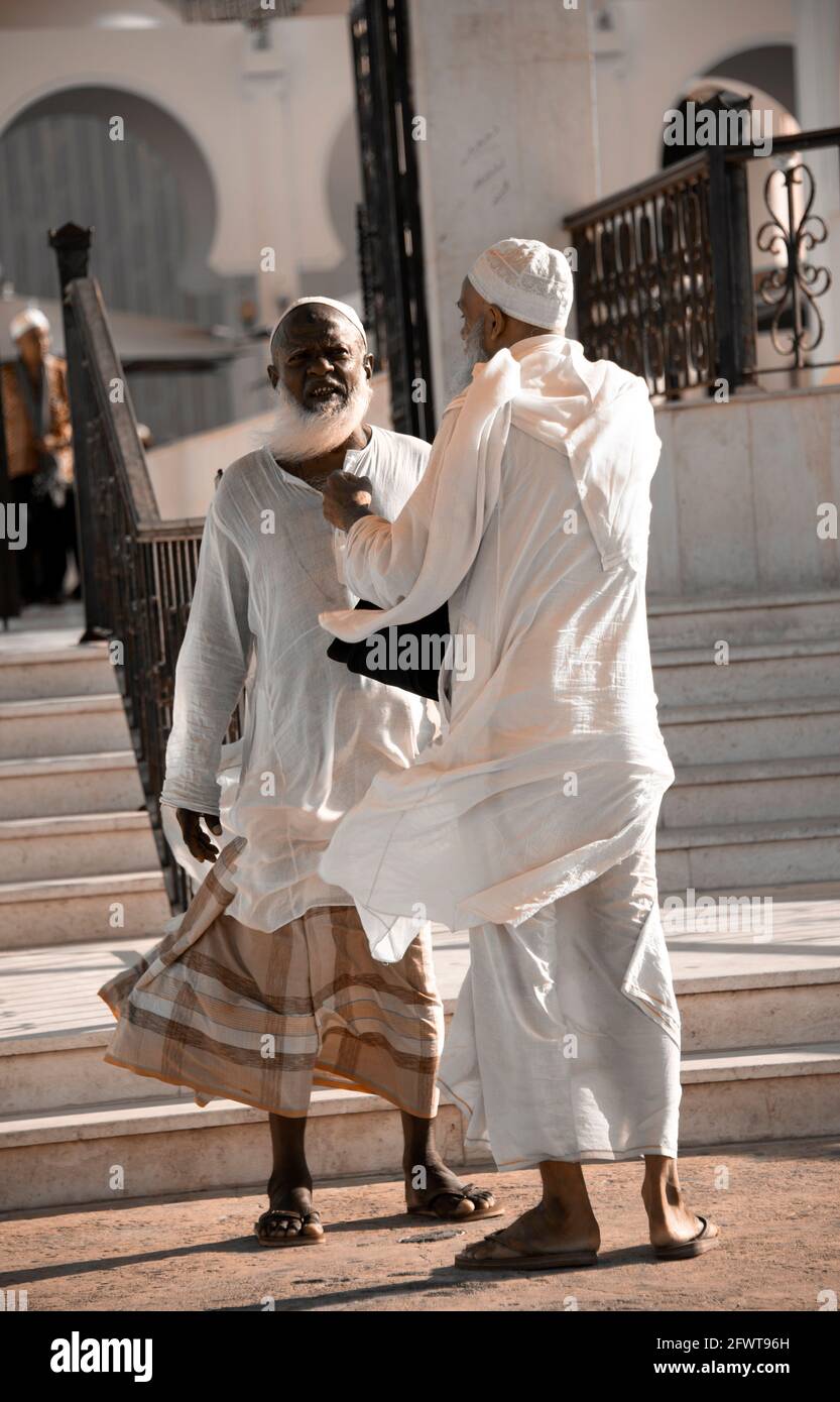 pilgrims visiting floating mosque in Jeddah, Saudi Arabia Stock Photo ...