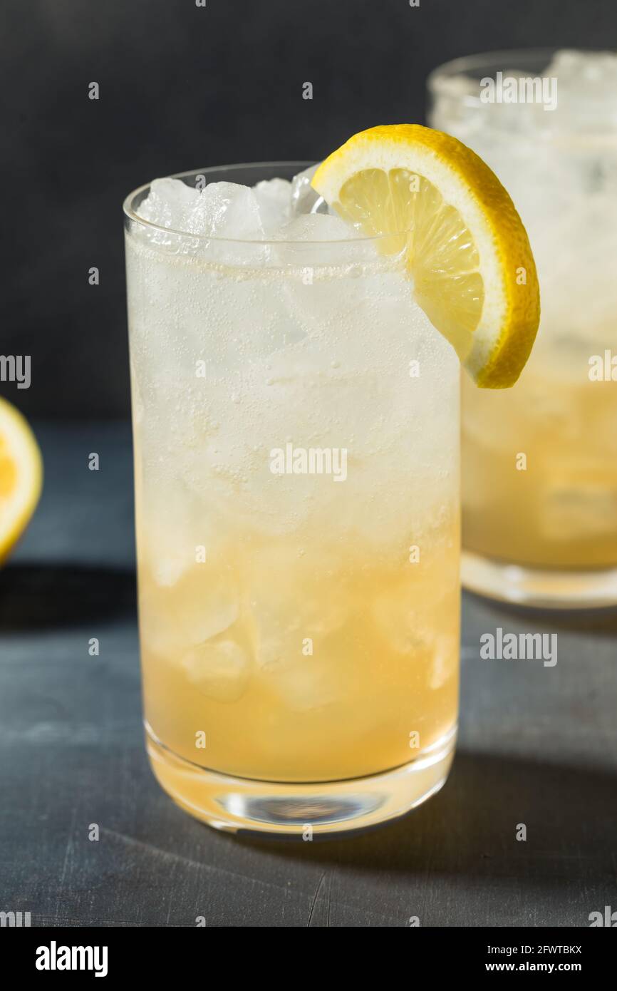 Boozy Refreshing Lemon Rum Collins with Soda Water Stock Photo - Alamy