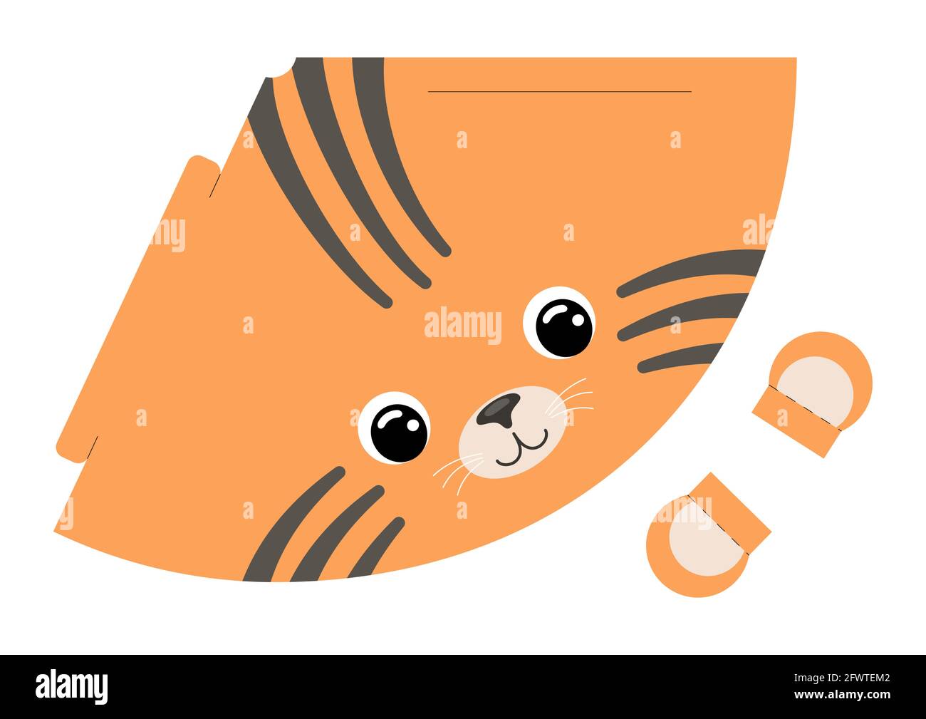 Printable tiger paper hat. Party die cut template for birthday ...