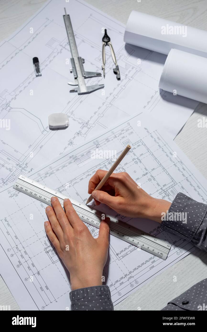 Architect desk draw hi-res stock photography and images - Alamy