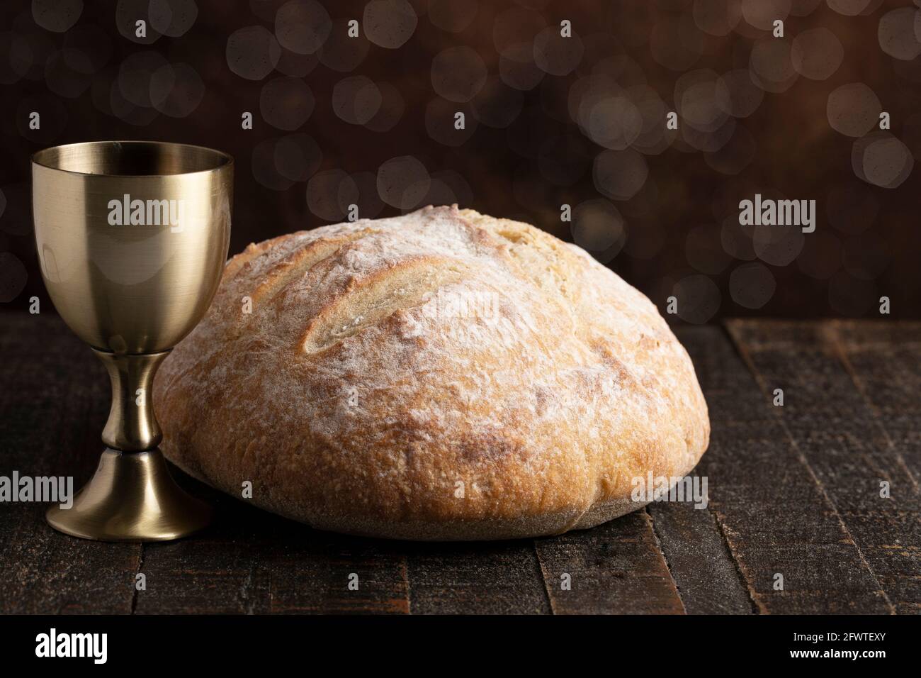 The Sacrament of Holy Communion on a Dark Wooden Table Stock Photo - Alamy