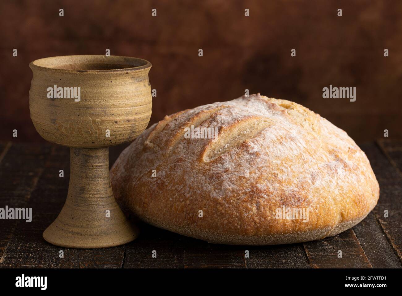 The Sacrament of Holy Communion on a Dark Wooden Table Stock Photo - Alamy