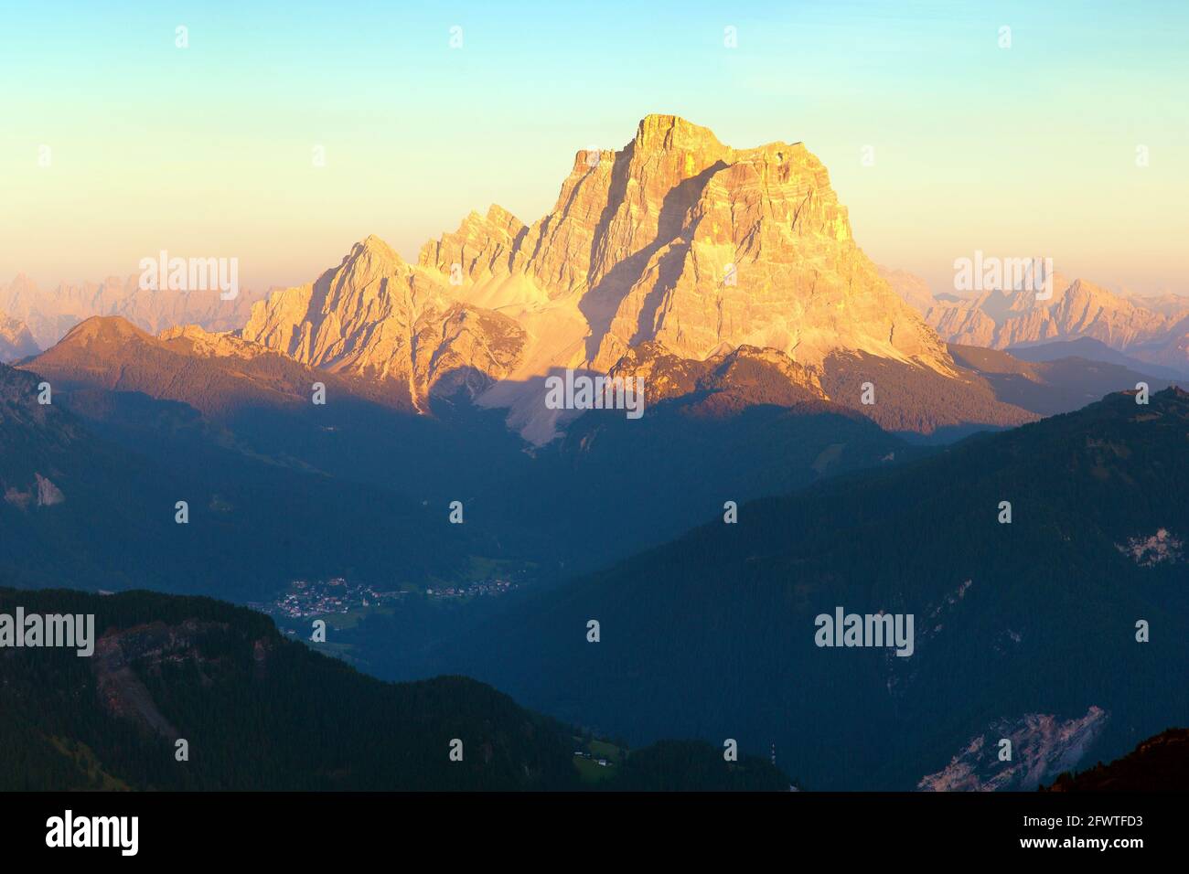 Evening view of mount Pelmo, South Tirol, Alps Dolomites mountains ...