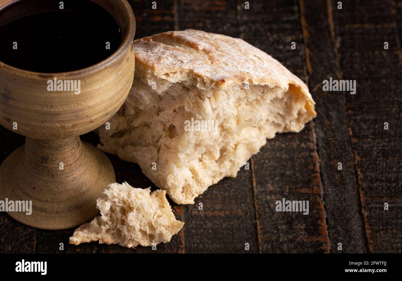 The Sacrament of Holy Communion on a Dark Wooden Table Stock Photo - Alamy