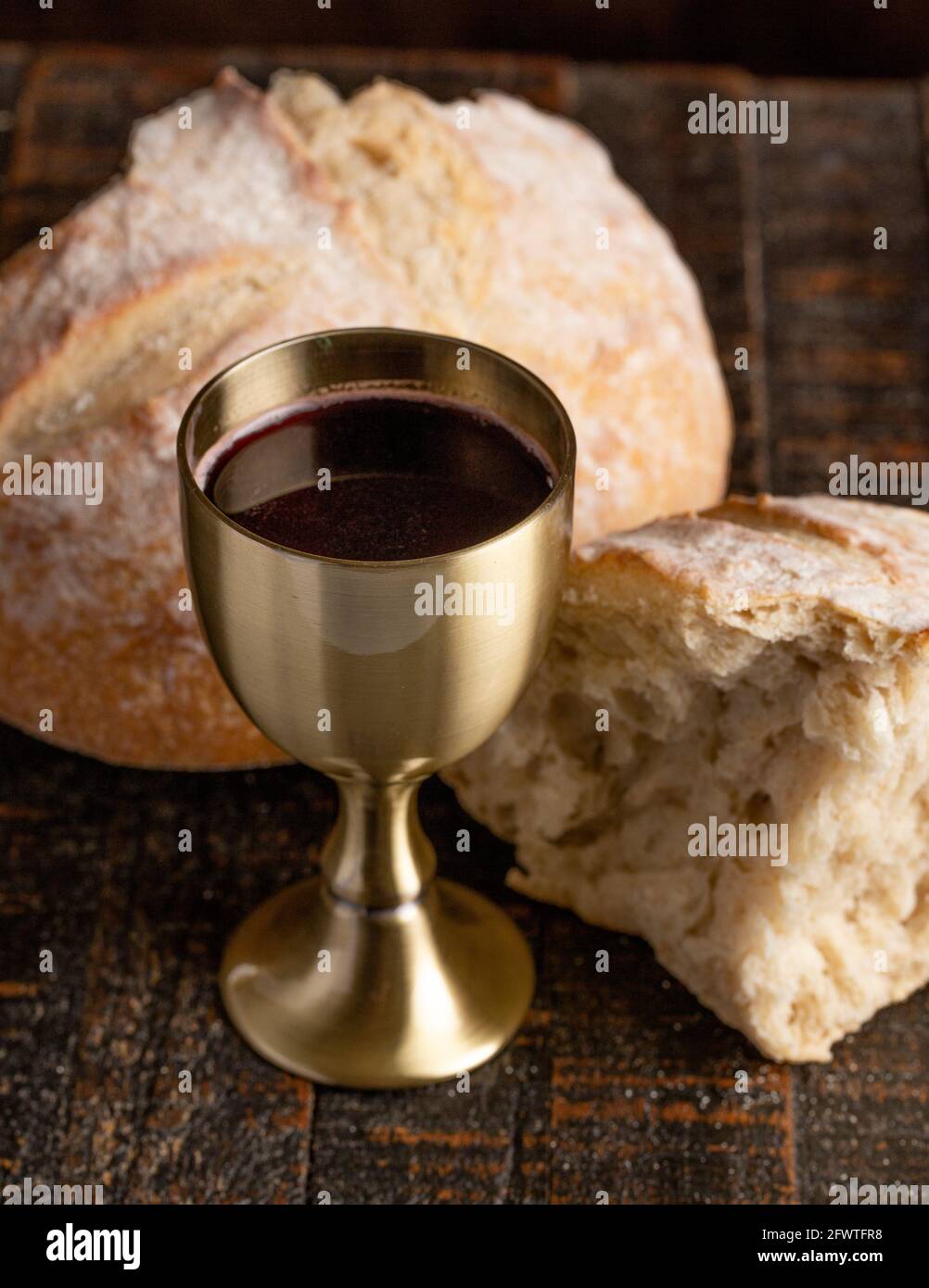 The Sacrament of Holy Communion on a Dark Wooden Table Stock Photo - Alamy