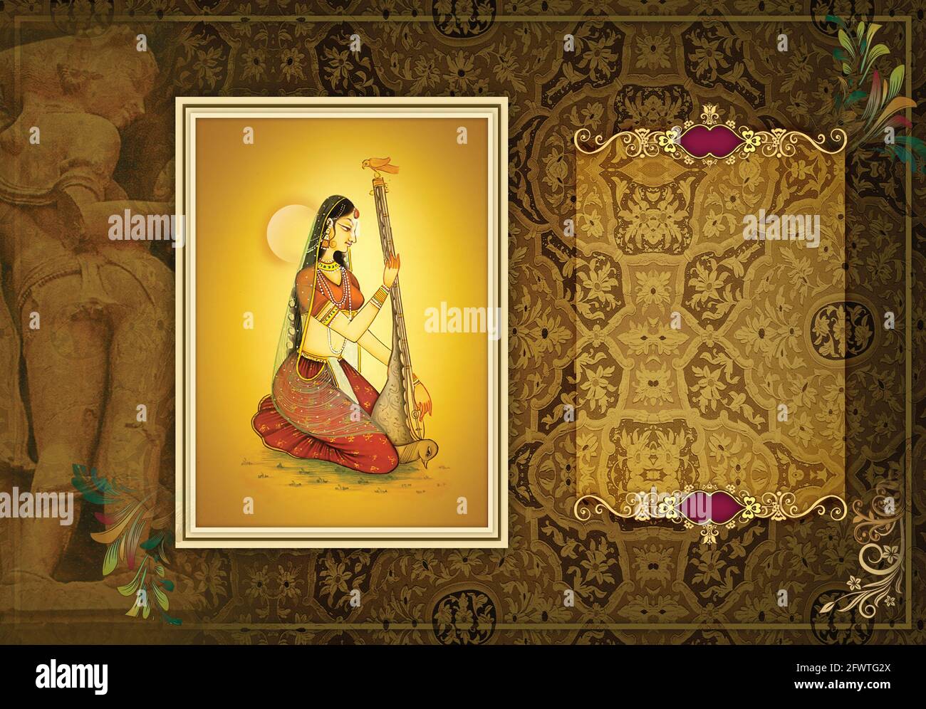 Indian Art Painting of Ragini, Table Calendar Design Stock Photo - Alamy