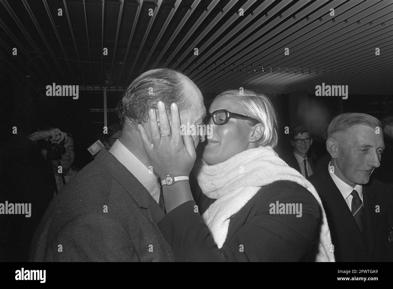 Olympic team back from Mexico no. 5, Ada Kok with her father, no. 6 ...