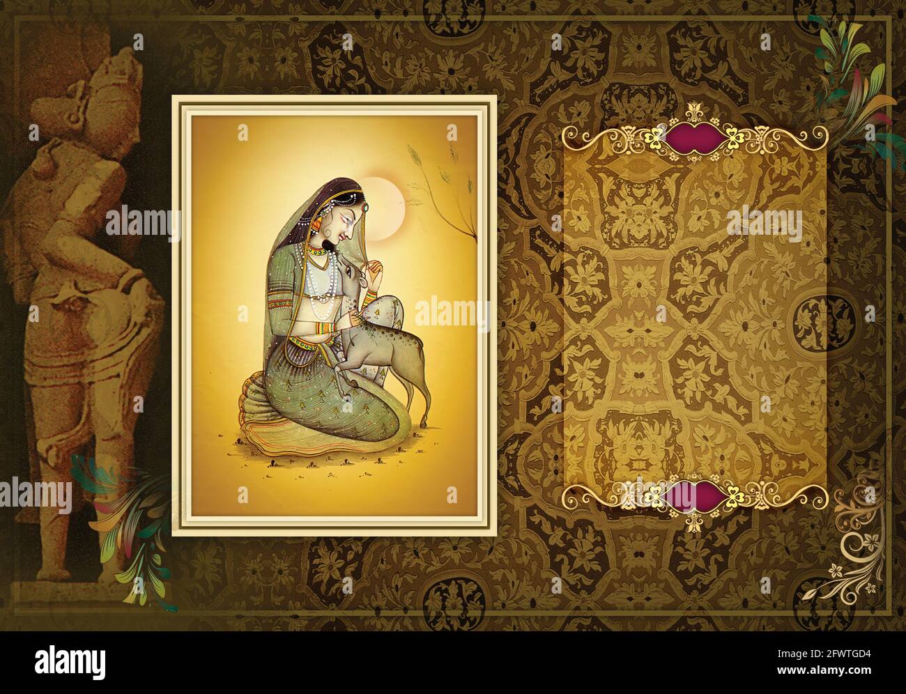 Indian Art Painting of Ragini, Table Calendar Design Stock Photo - Alamy