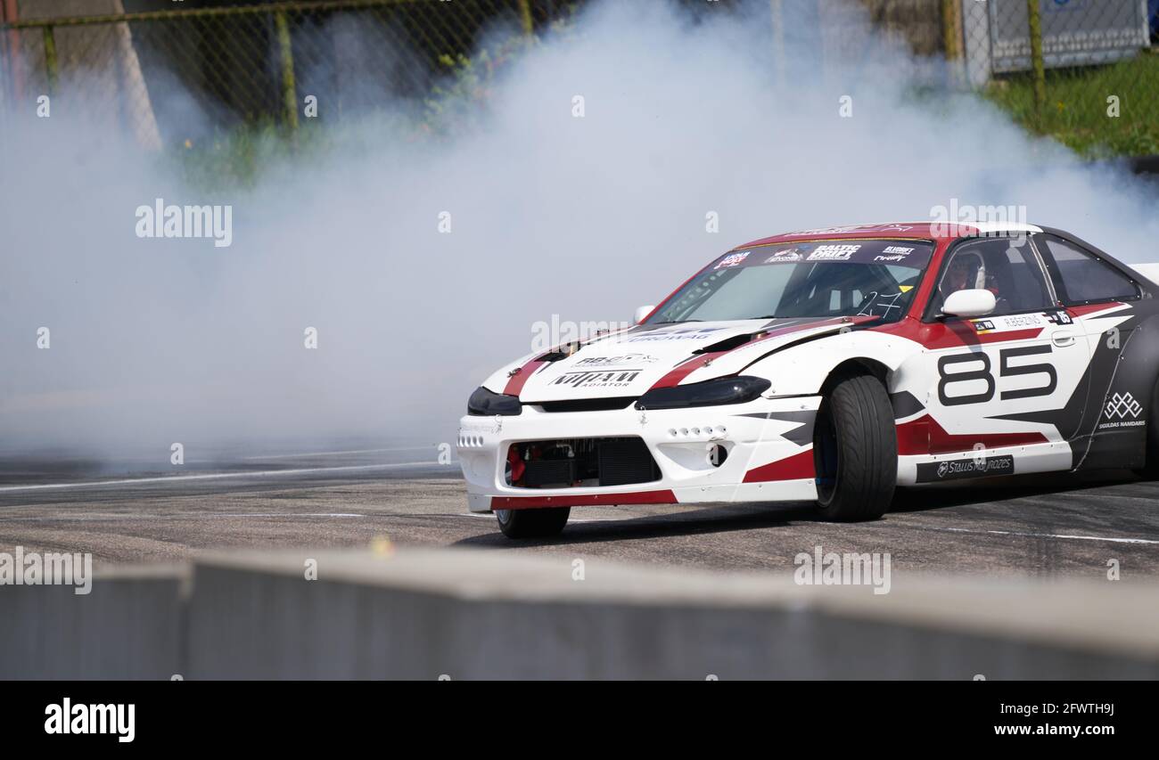 21-10-2021 Riga, LAtvia Car drifting, Sport car wheel drifting and ...