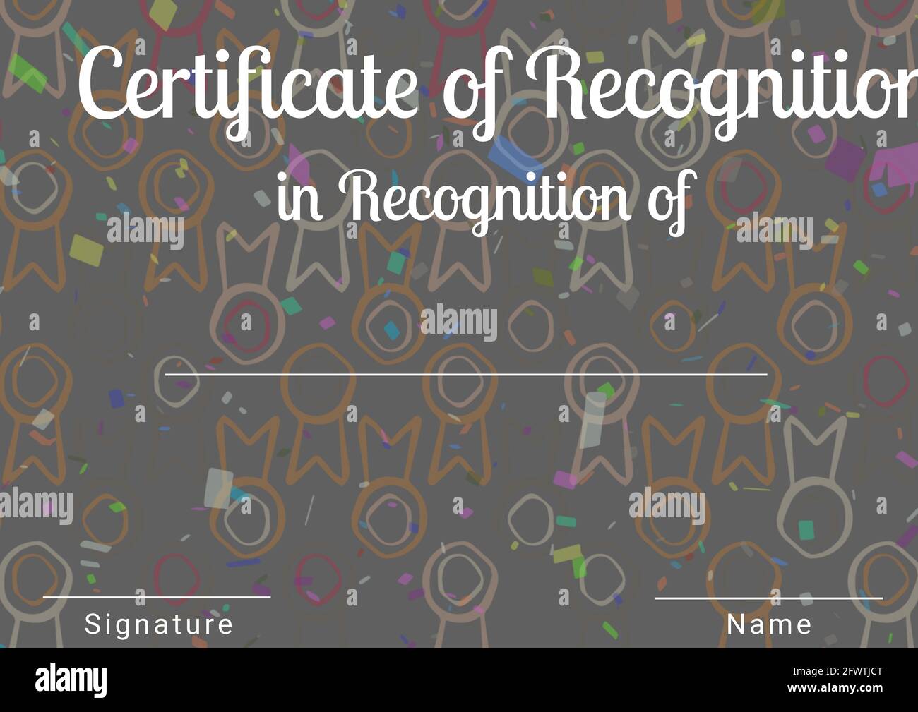 Composition of certificate of recognition text with copy space over ...
