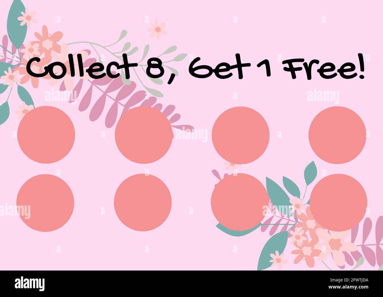 Composition of collect 8 get 1 free text with eight dots for loyalty ...