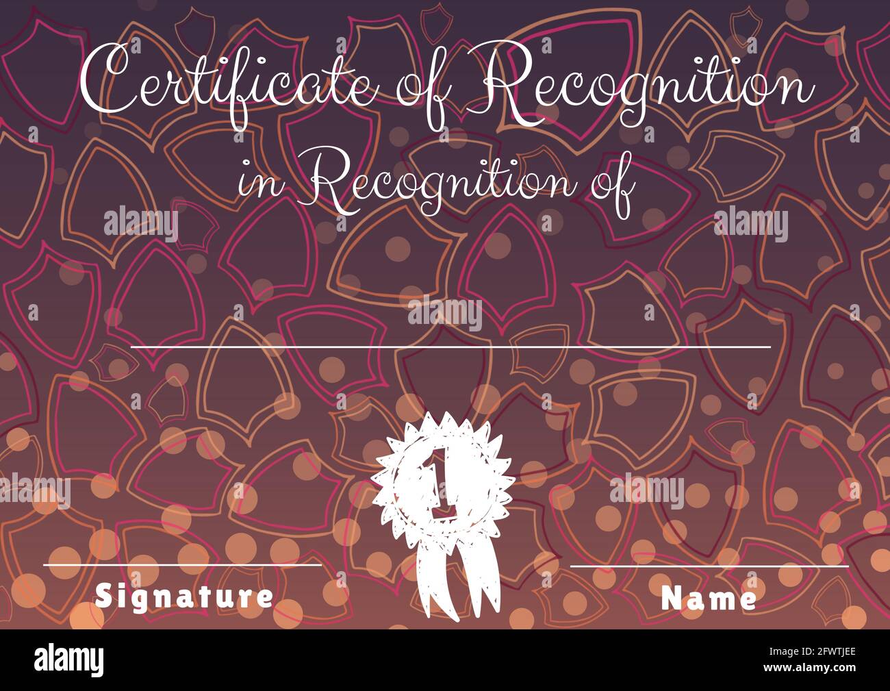 Composition of certificate of recognition text with copy space over ...