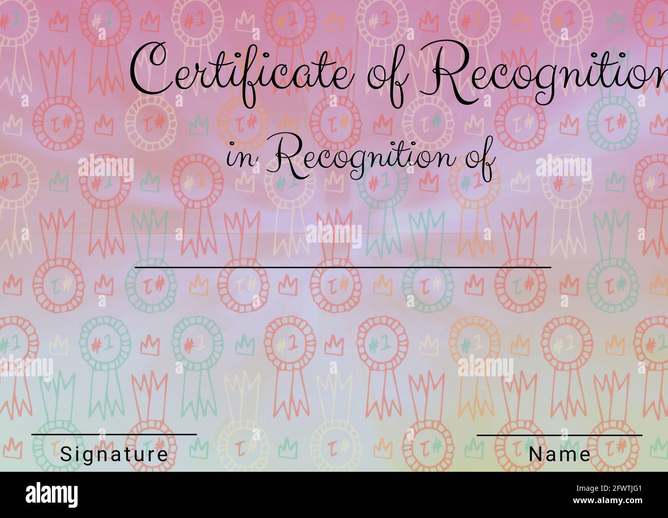 Composition of certificate of recognition text with copy space over ...
