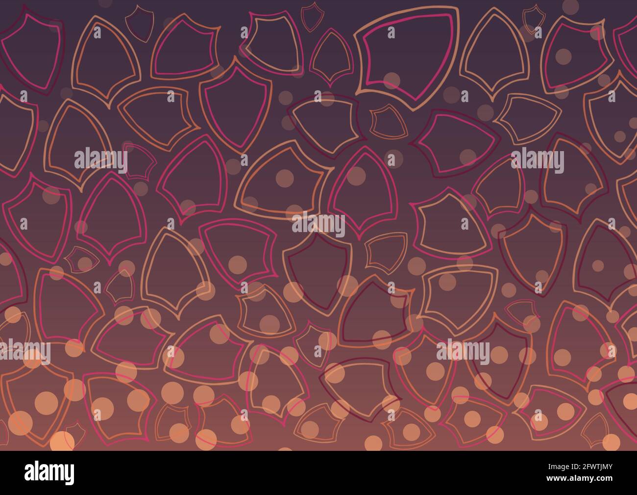 Composition of repeated shield pattern and dots on brown background ...