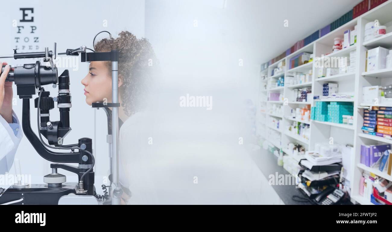 Composition of diverse doctor and patient using vision tester and ...